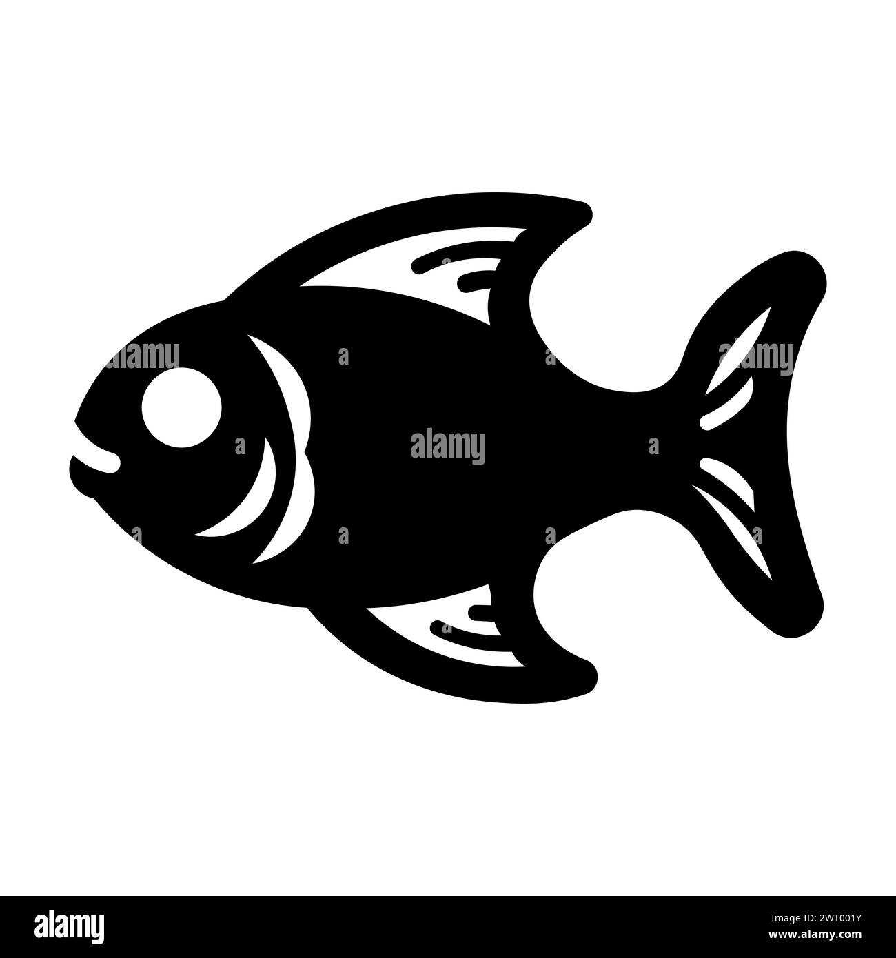 black vector fish icon on white background Stock Vector Image & Art - Alamy