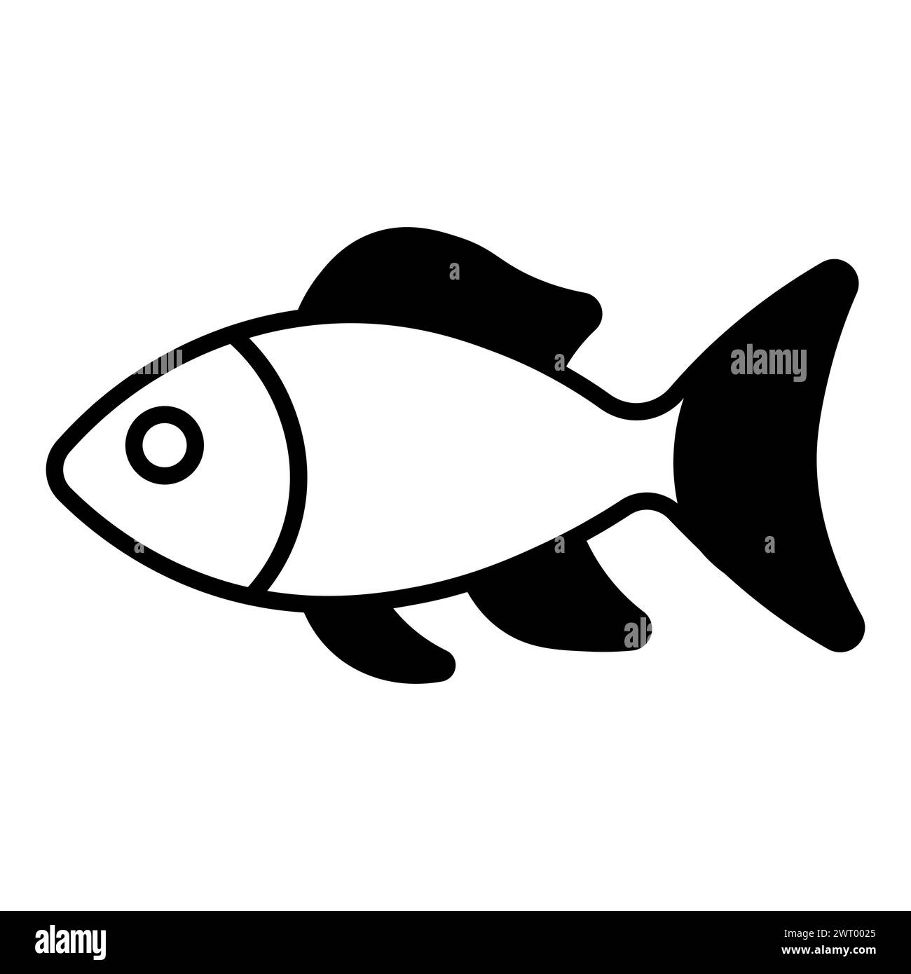 black vector fish icon on white background Stock Vector Image & Art - Alamy