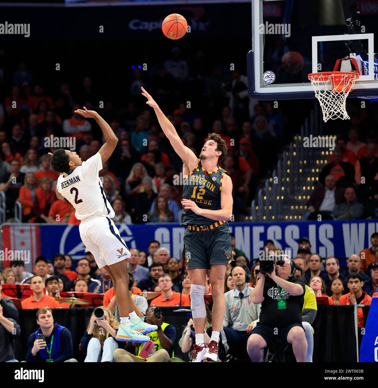 March 14, 2024: Virginia Cavaliers Guard (2) Reece Beekman takes a shot ...