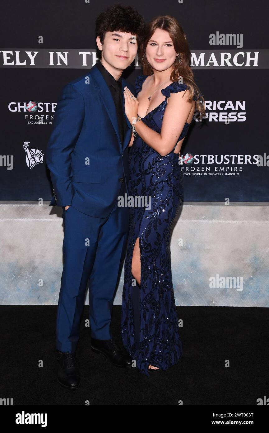 New York, USA. 14th Mar, 2024. Logan Kim (l) attends the premiere of ...