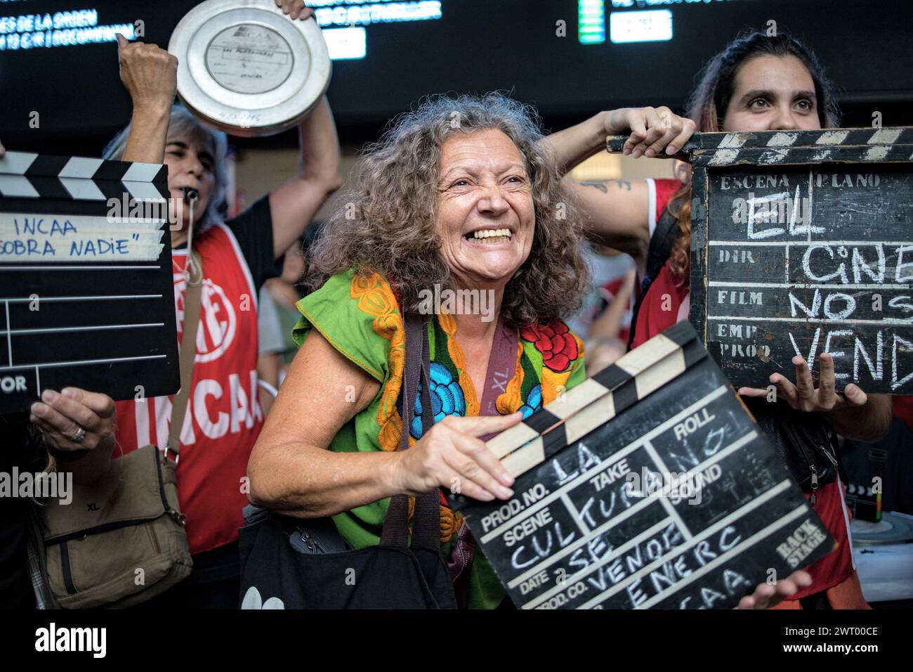 Buenos Aires, Argentina. 14th Mar, 2024. Employees of the film industry ...