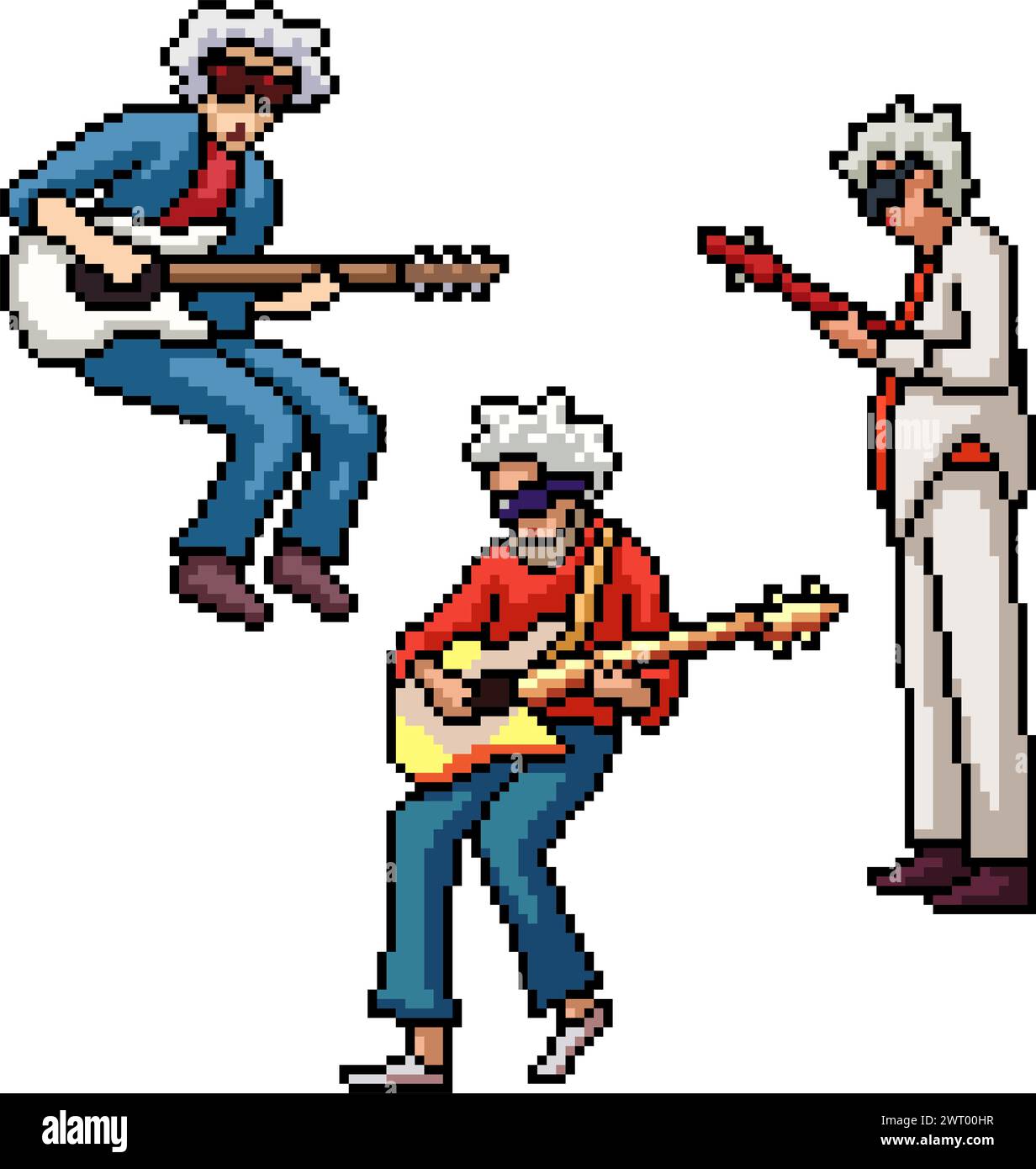 pixel art of grandma rock band isolated background Stock Vector Image ...