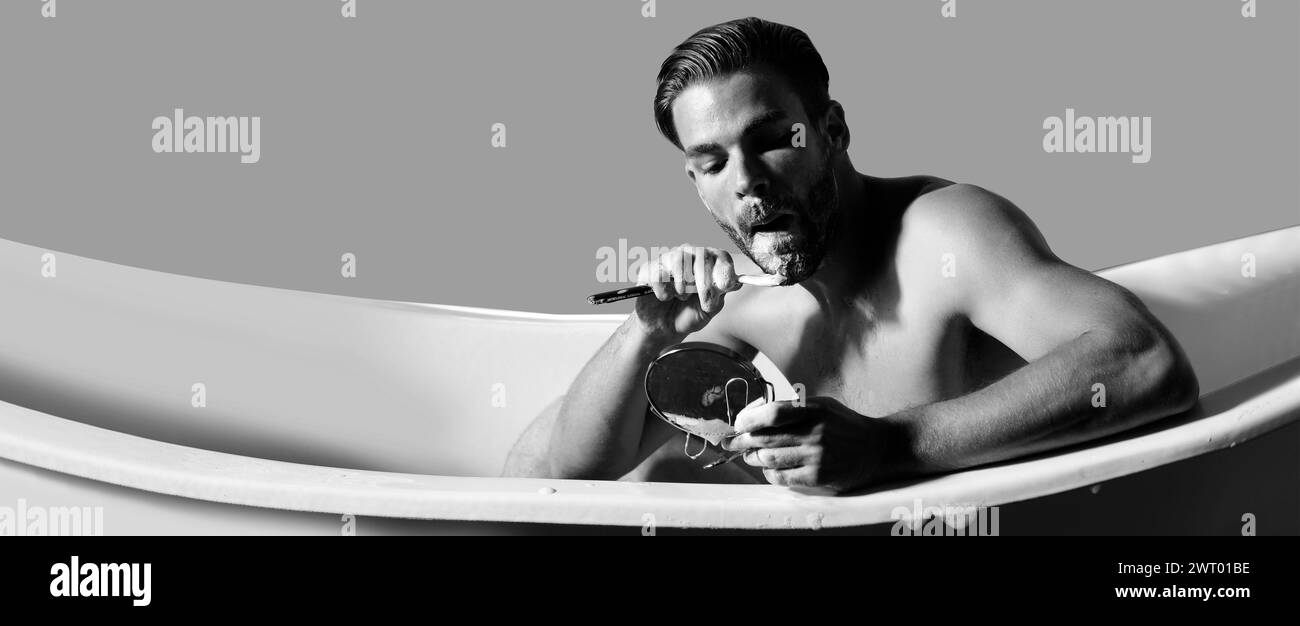 Beard man shaving with blade razor, unshaved bearded gay. Barber with ...