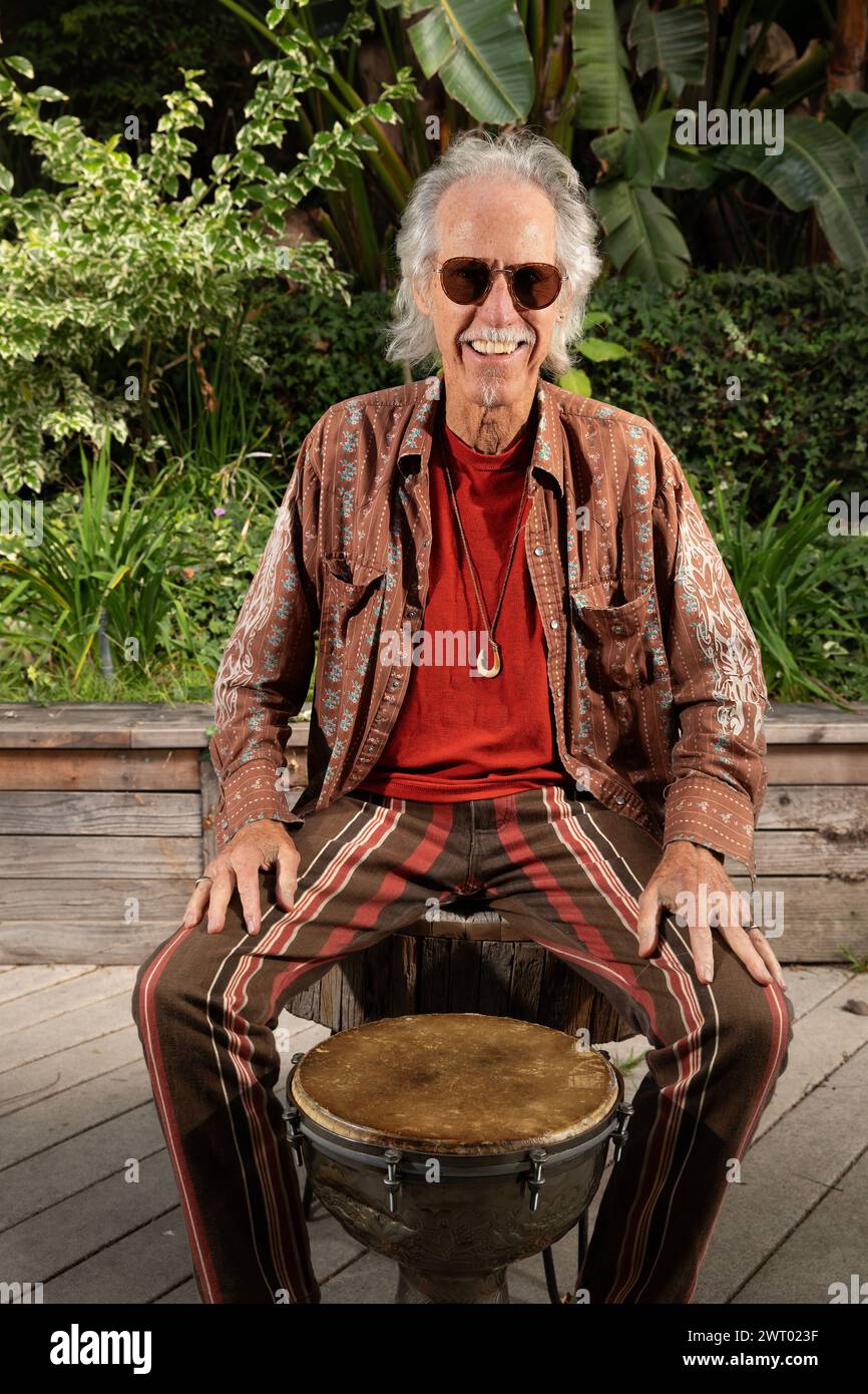 John Densmore drummer from The Doors portraits at home in Los Angeles ...