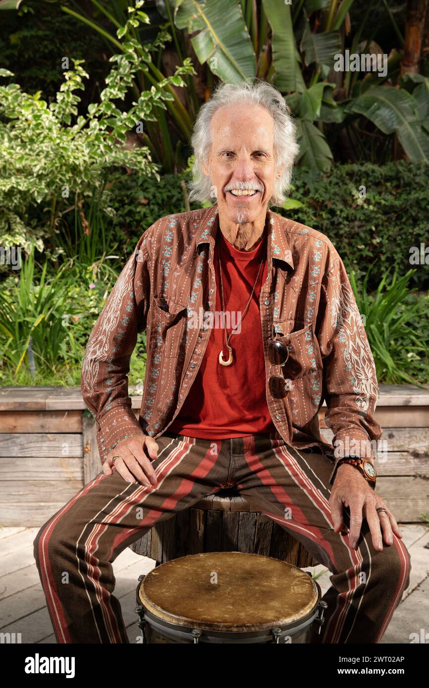 John Densmore drummer from The Doors portraits at home in Los Angeles ...