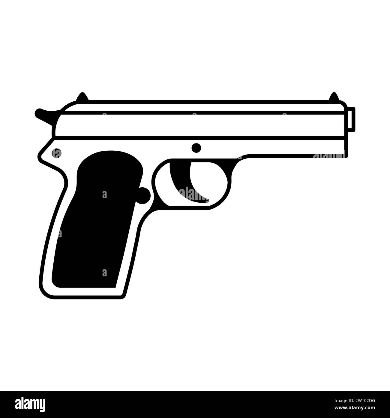 black vector gun icon on white background Stock Vector Image & Art - Alamy