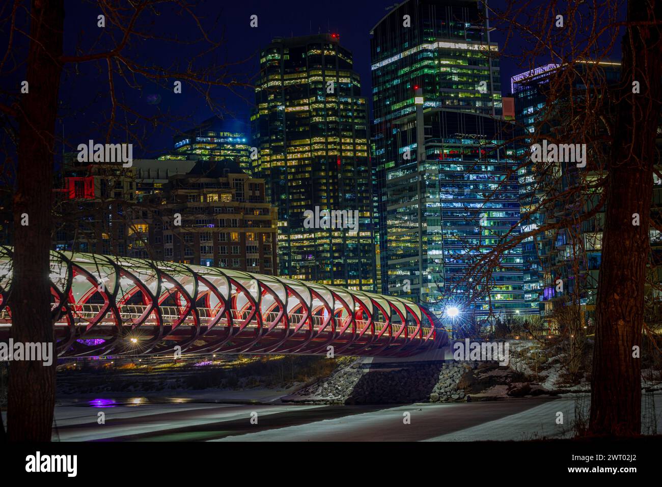 Peace bridge calgary skyline cityscape architecture hi-res stock ...