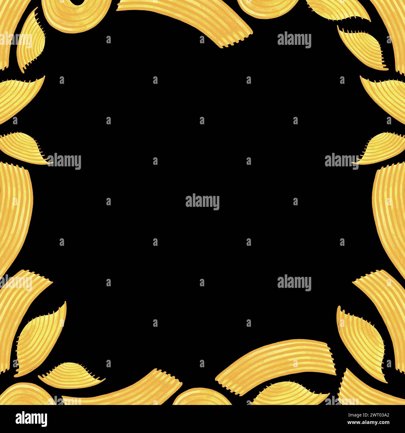 A square frame of different types of Italian pasta for designing menus ...