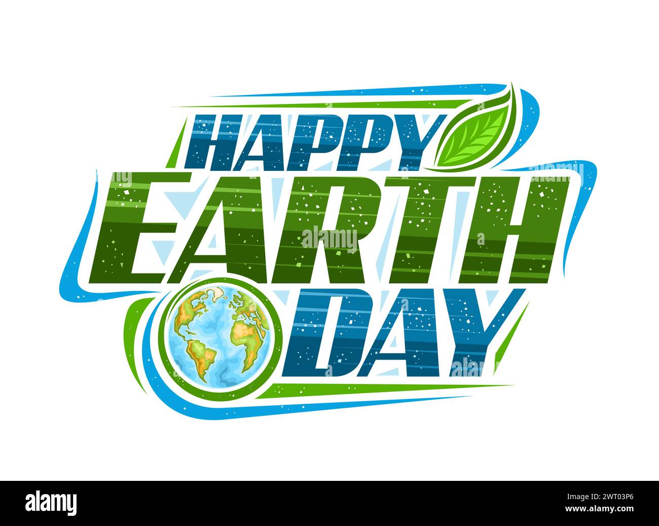 Vector logo for Earth Day, horizontal poster with line art illustration ...