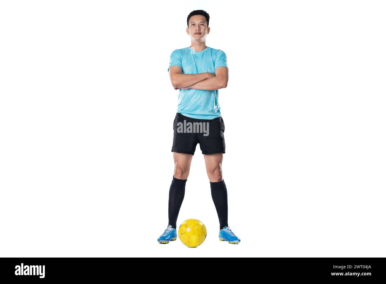 Soccer referee with Soccer ball isolated on white background Stock ...