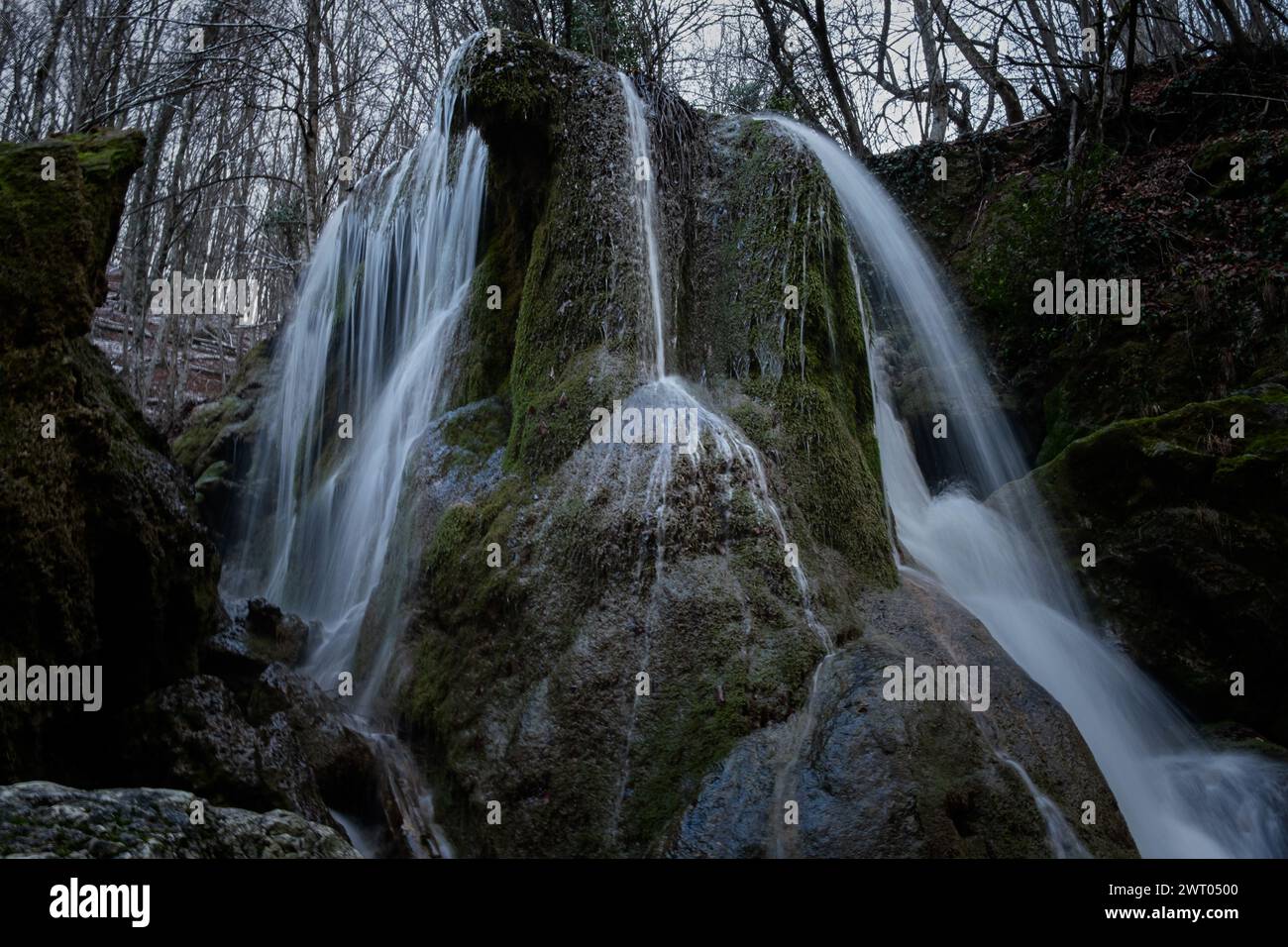 Waterfall texture. Background of the falling purest mountain water. A ...