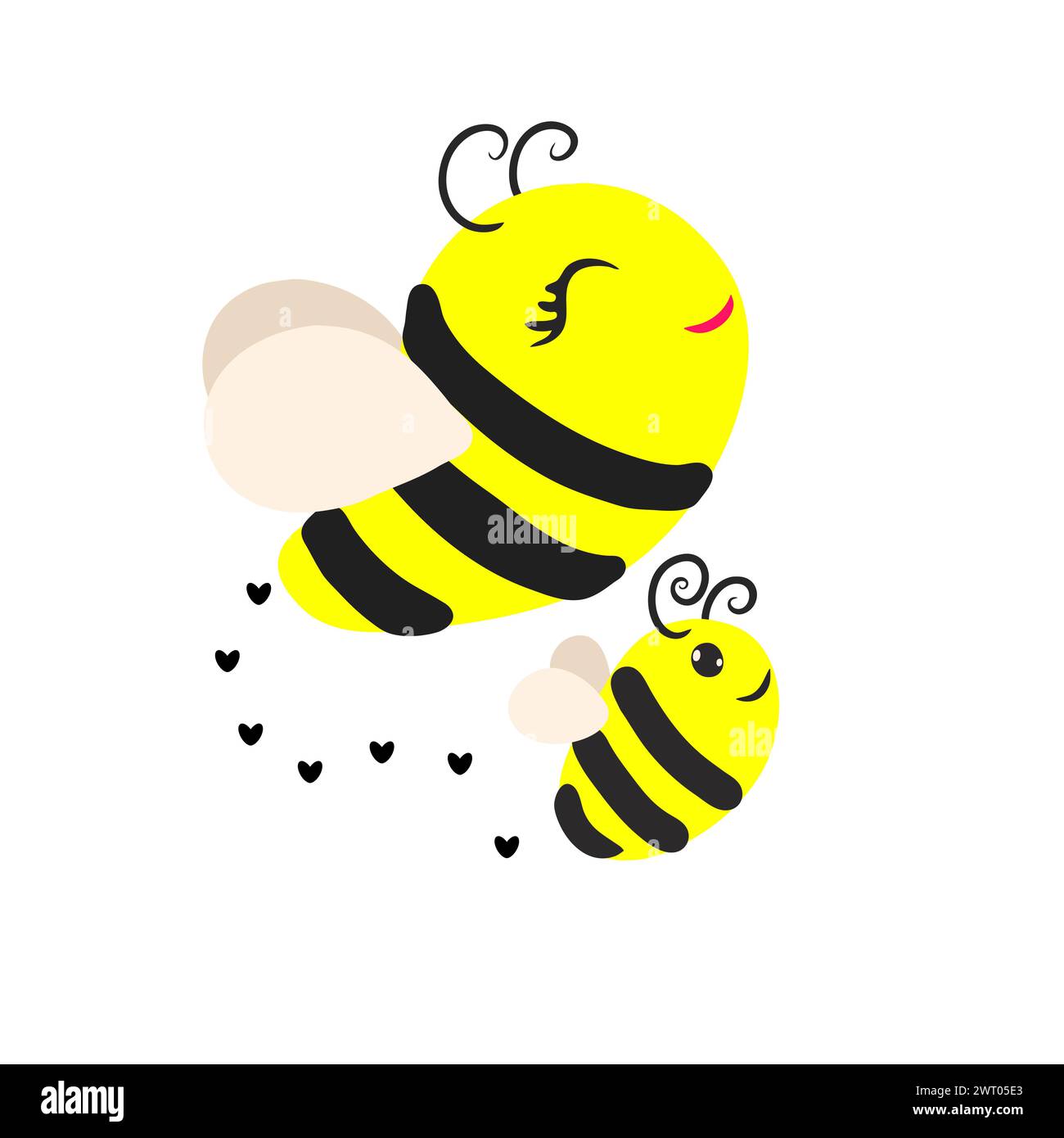 Cute mother bee clipart and her child cartoon illustration Stock Vector ...