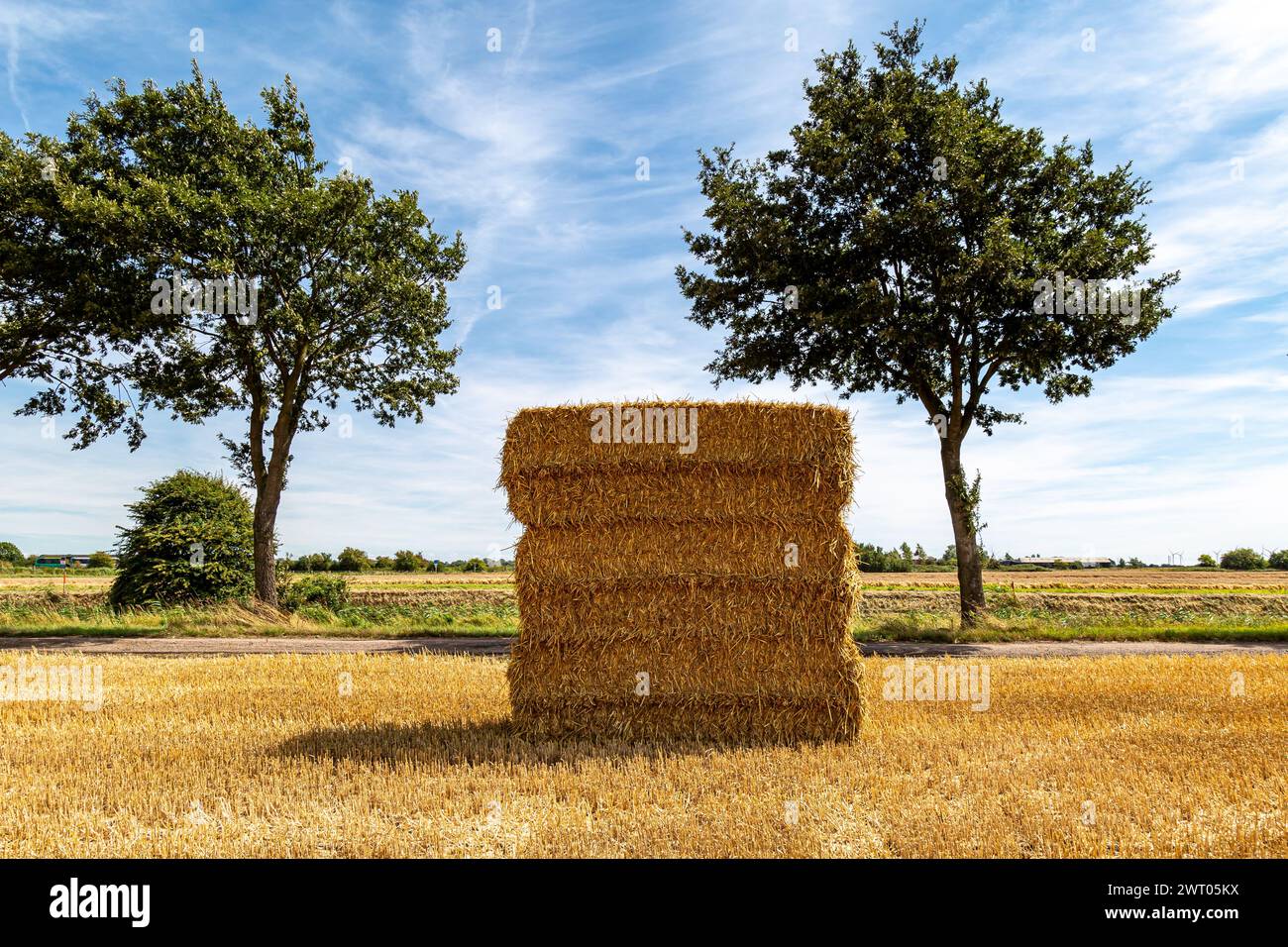 A rural Kent farm landscape after harvesting, on a sunny summer's day ...