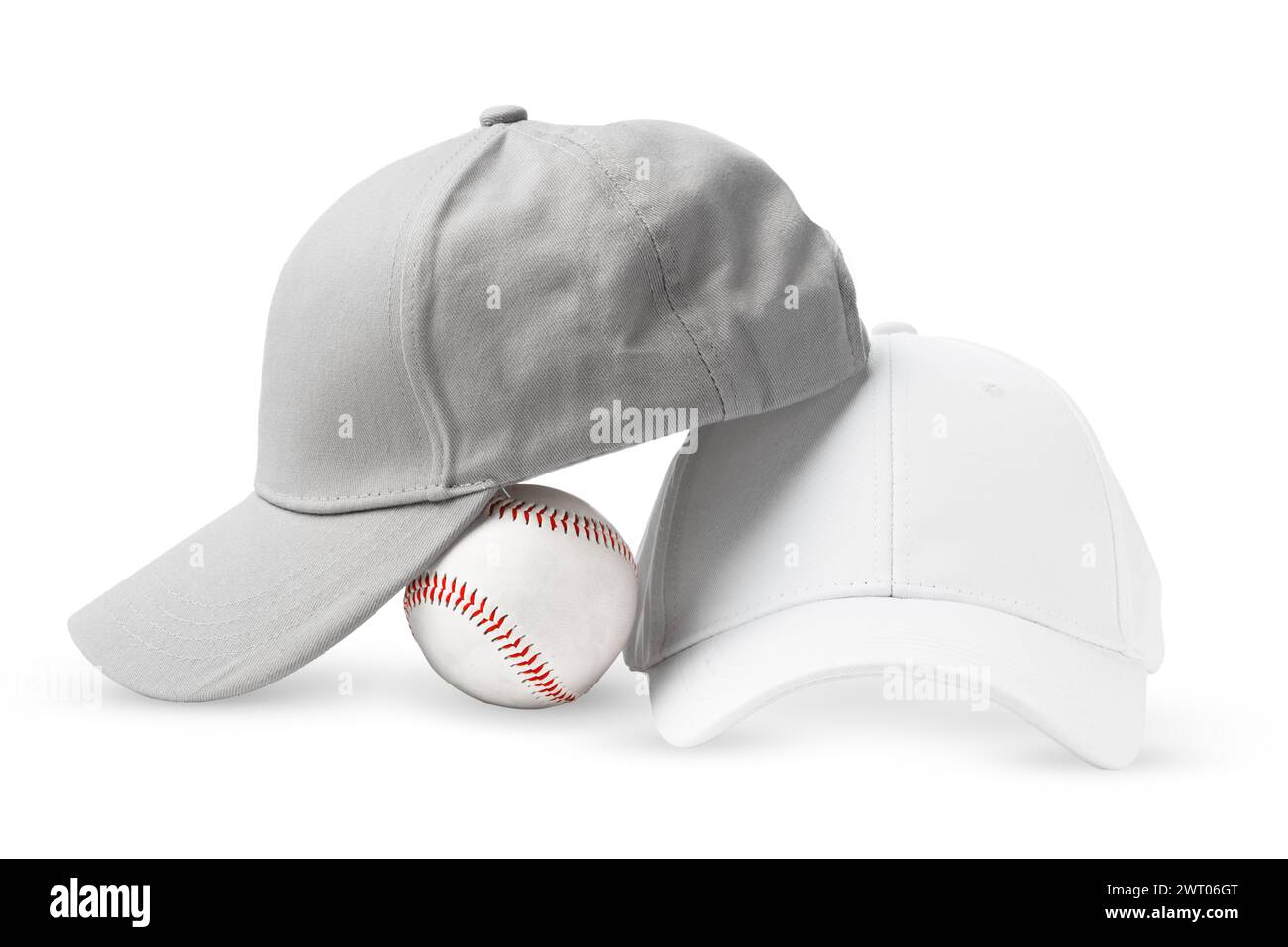 Two White Baseball Caps on a White Background Stock Photo - Alamy