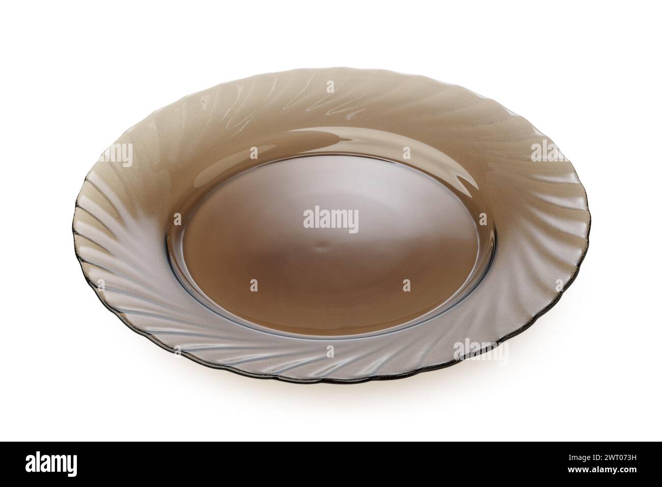 Brown glass plate isolated on white background Stock Photo - Alamy