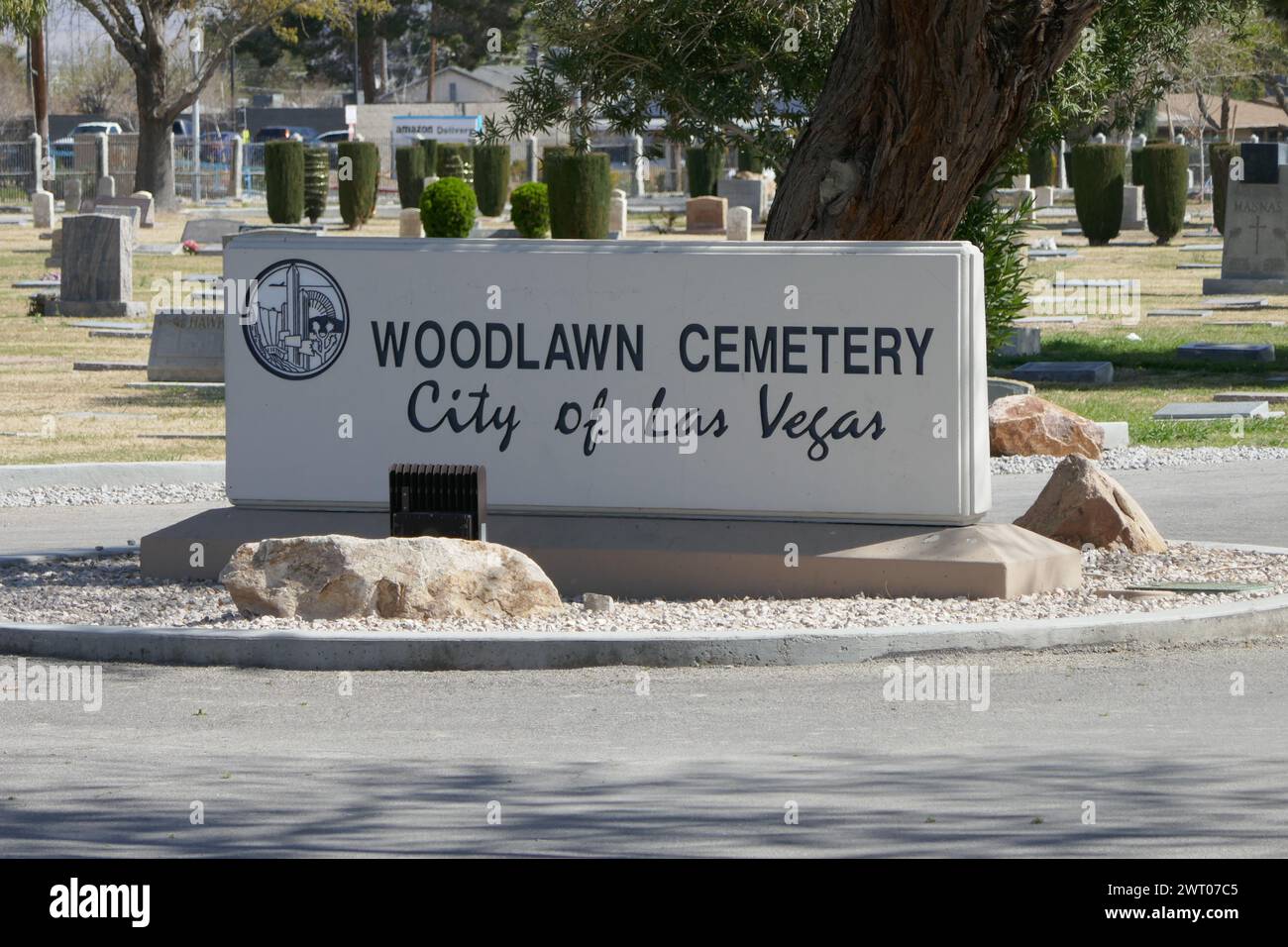 Las Vegas, Nevada, USA 7th March 2024 Woodlawn Cemetery at 1500 N. Las ...