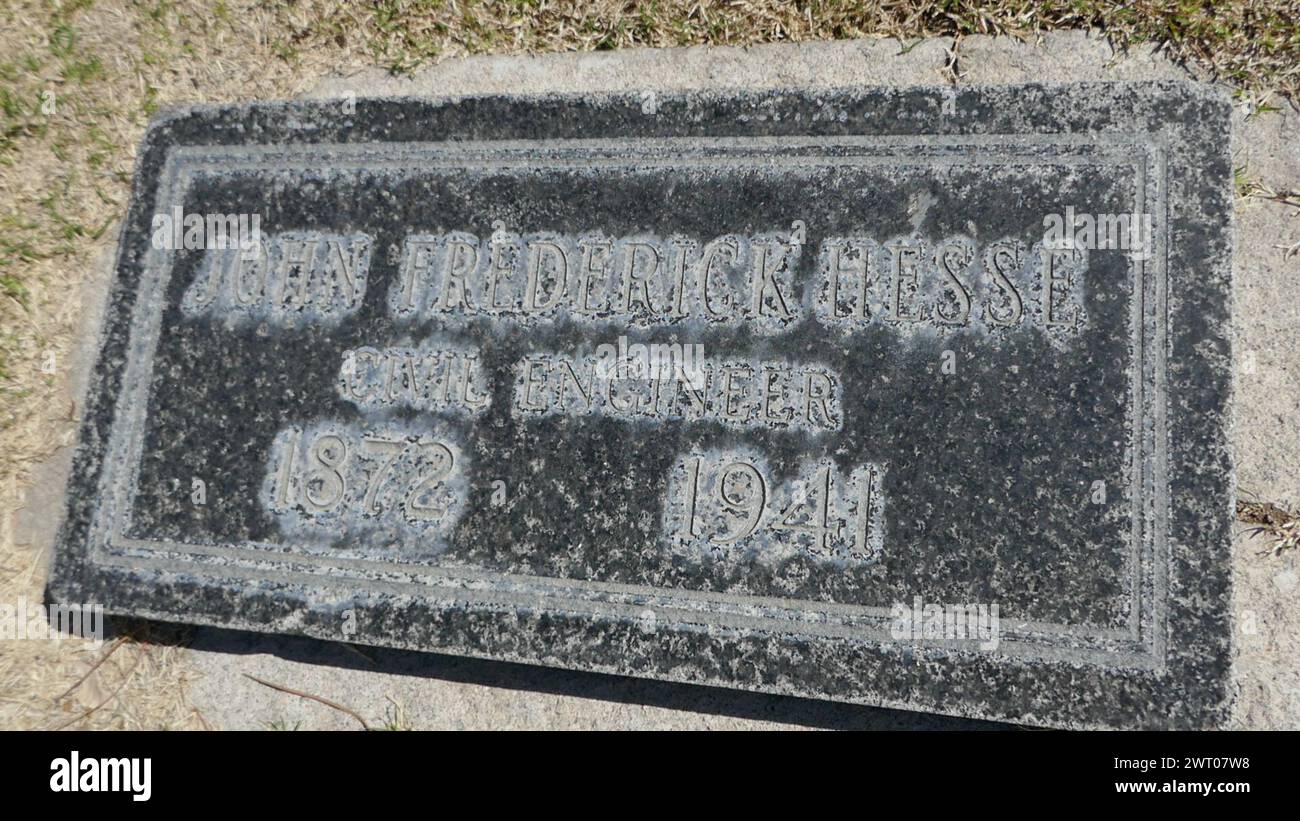 Las Vegas, Nevada, USA 7th March 2024 Fred Hesse Grave, aka John Frederick Hesse at Woodlawn ...