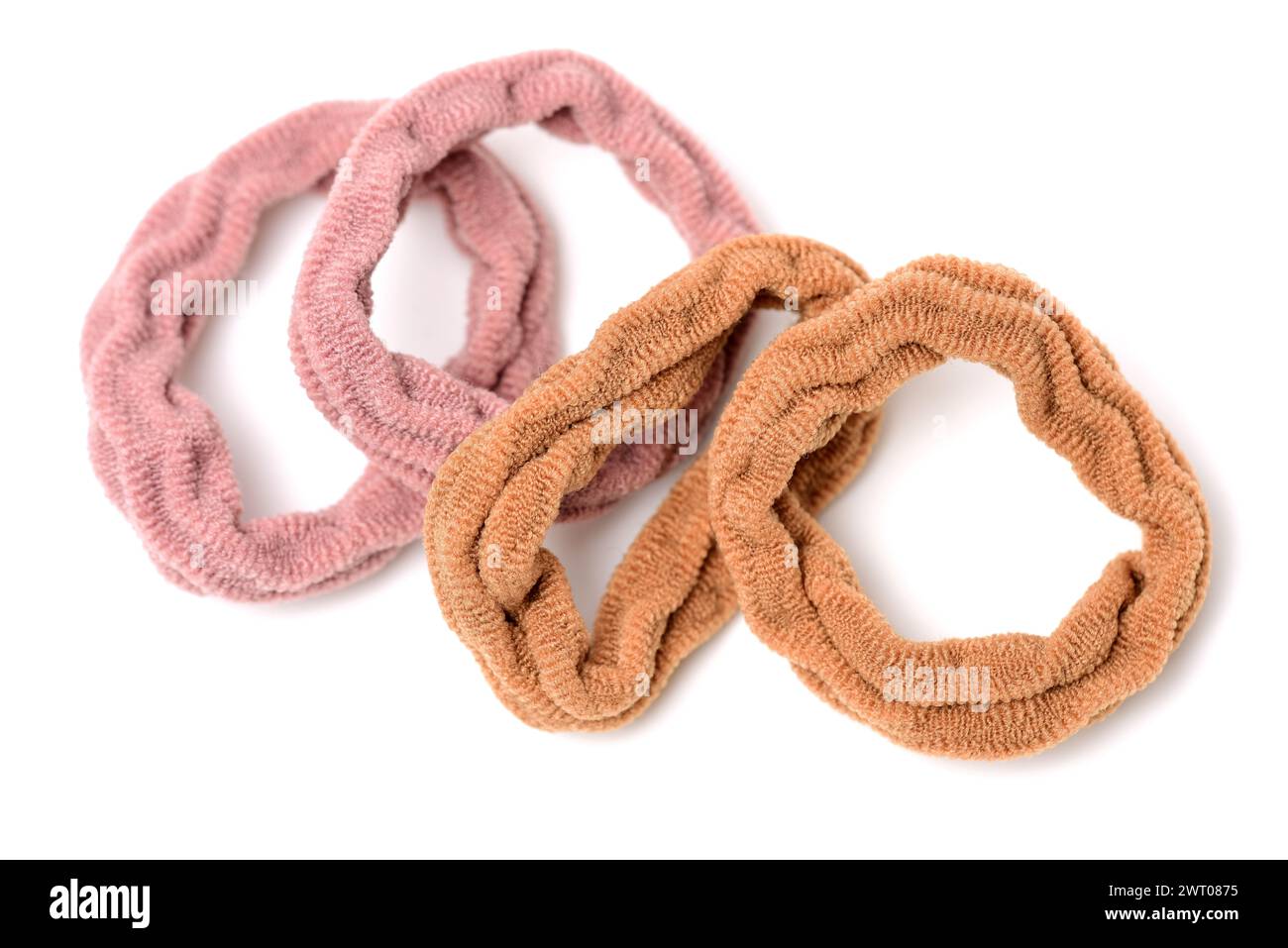 Colorful elastic hair bands on white background Stock Photo - Alamy