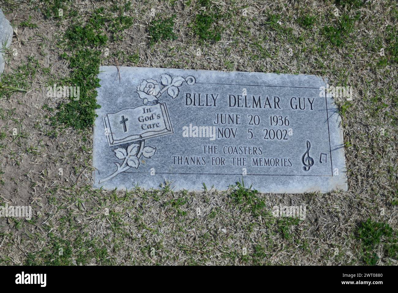 Las Vegas, Nevada, USA 7th March 2024 Musician Billy Guy of the Coasters Grave at Woodlawn ...