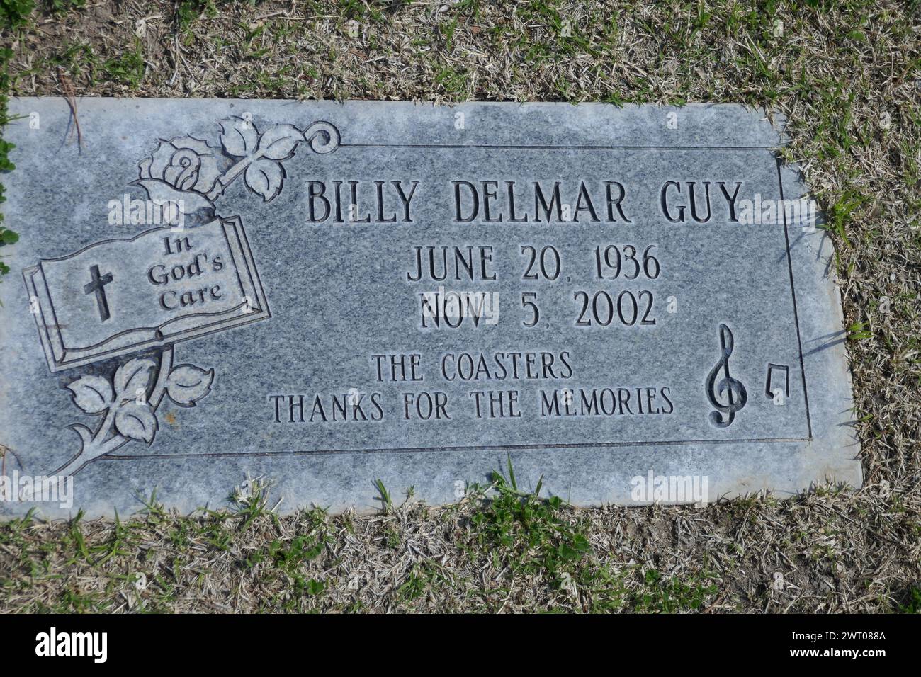 Las Vegas, Nevada, USA 7th March 2024 Musician Billy Guy of the Coasters Grave at Woodlawn ...