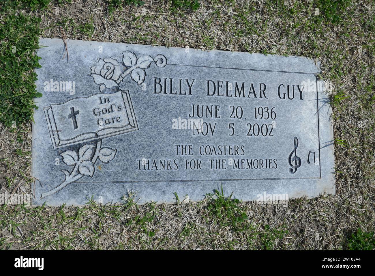 Las Vegas, Nevada, USA 7th March 2024 Musician Billy Guy of the Coasters Grave at Woodlawn ...
