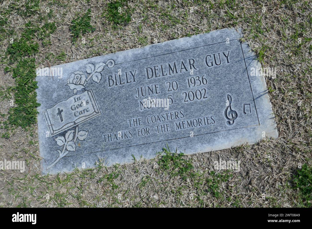 Las Vegas, Nevada, USA 7th March 2024 Musician Billy Guy of the Coasters Grave at Woodlawn ...