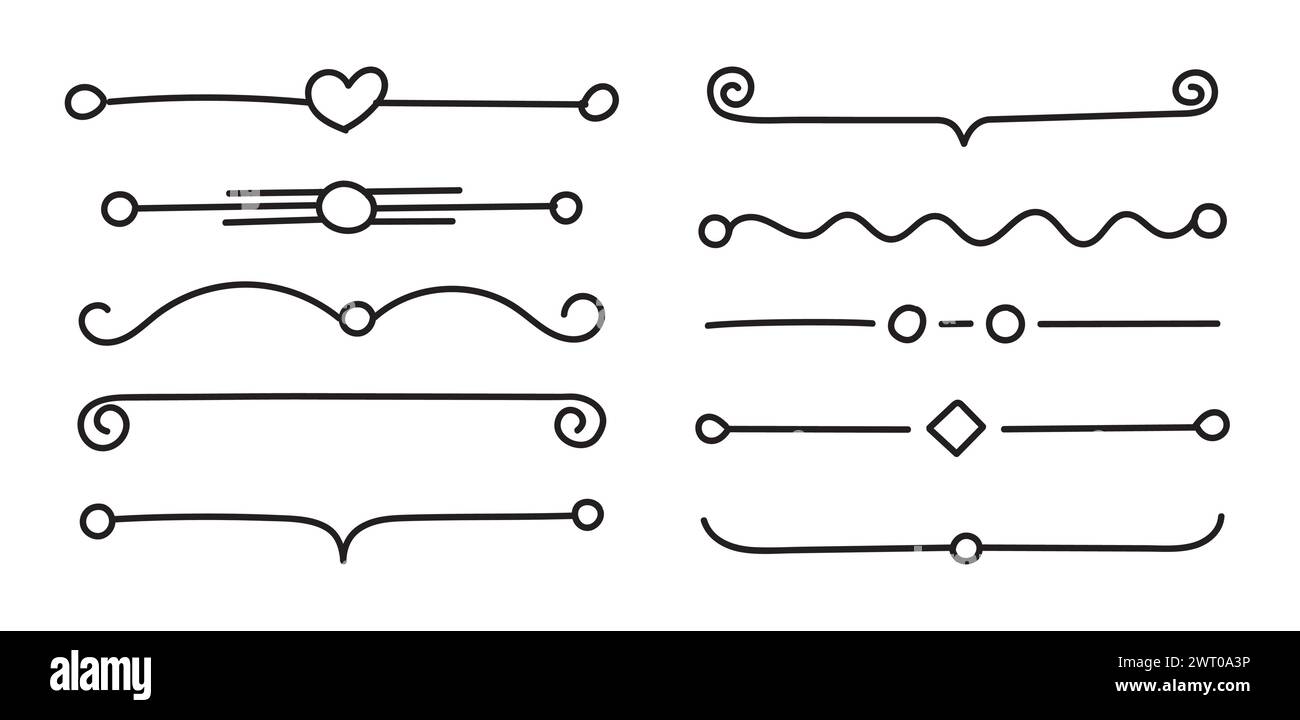 Line dividers decoration in hand drawn style. Vintage element frame ...