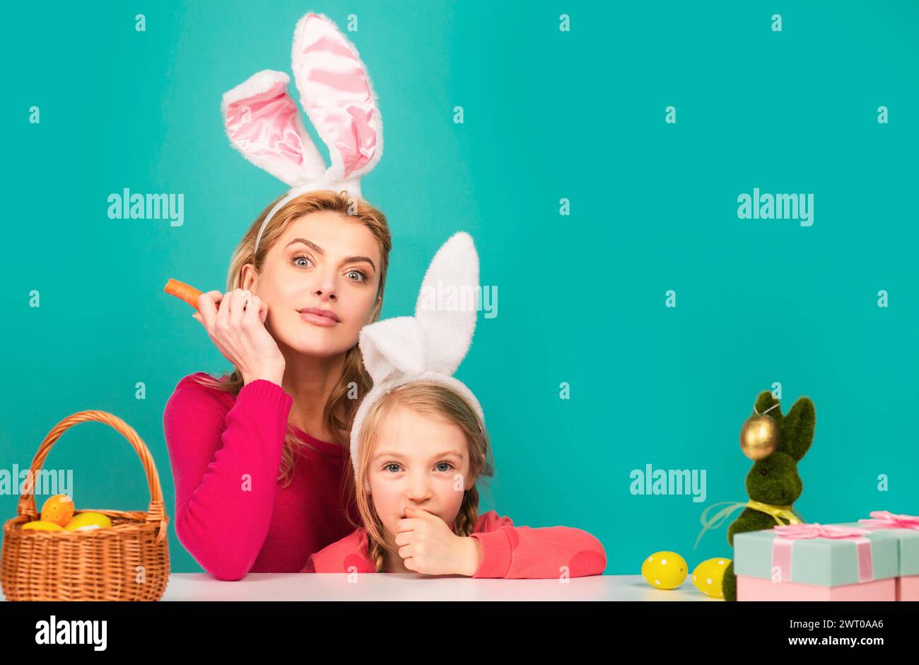 Mother and daughter with bunny ears. Easter family Stock Photo - Alamy