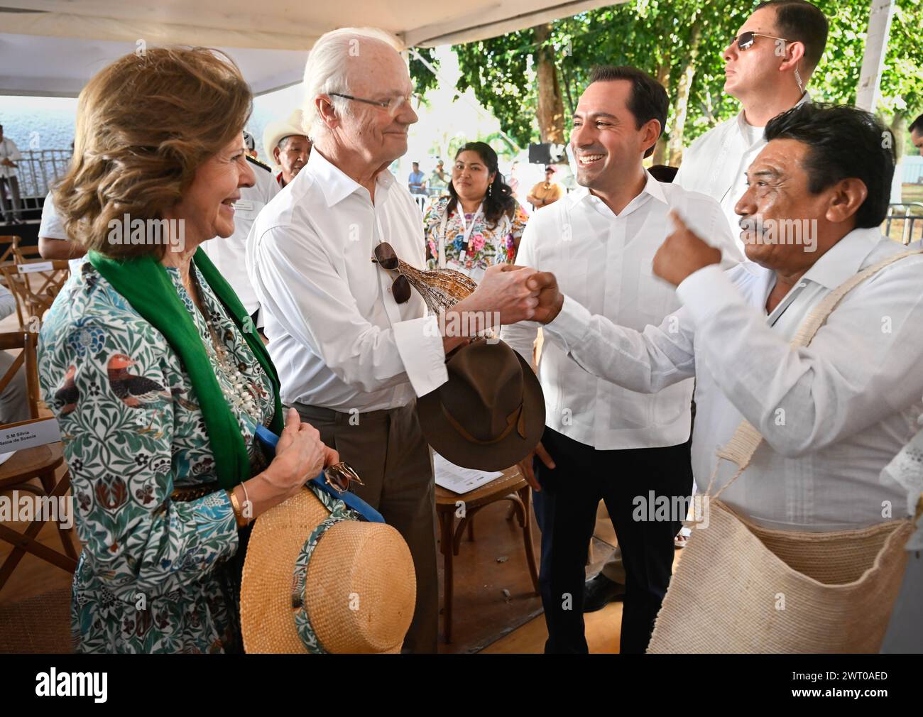 Uxmal, Mexico. 15th Mar, 2024. King Carl Gustaf and Queen Silvia visit ...