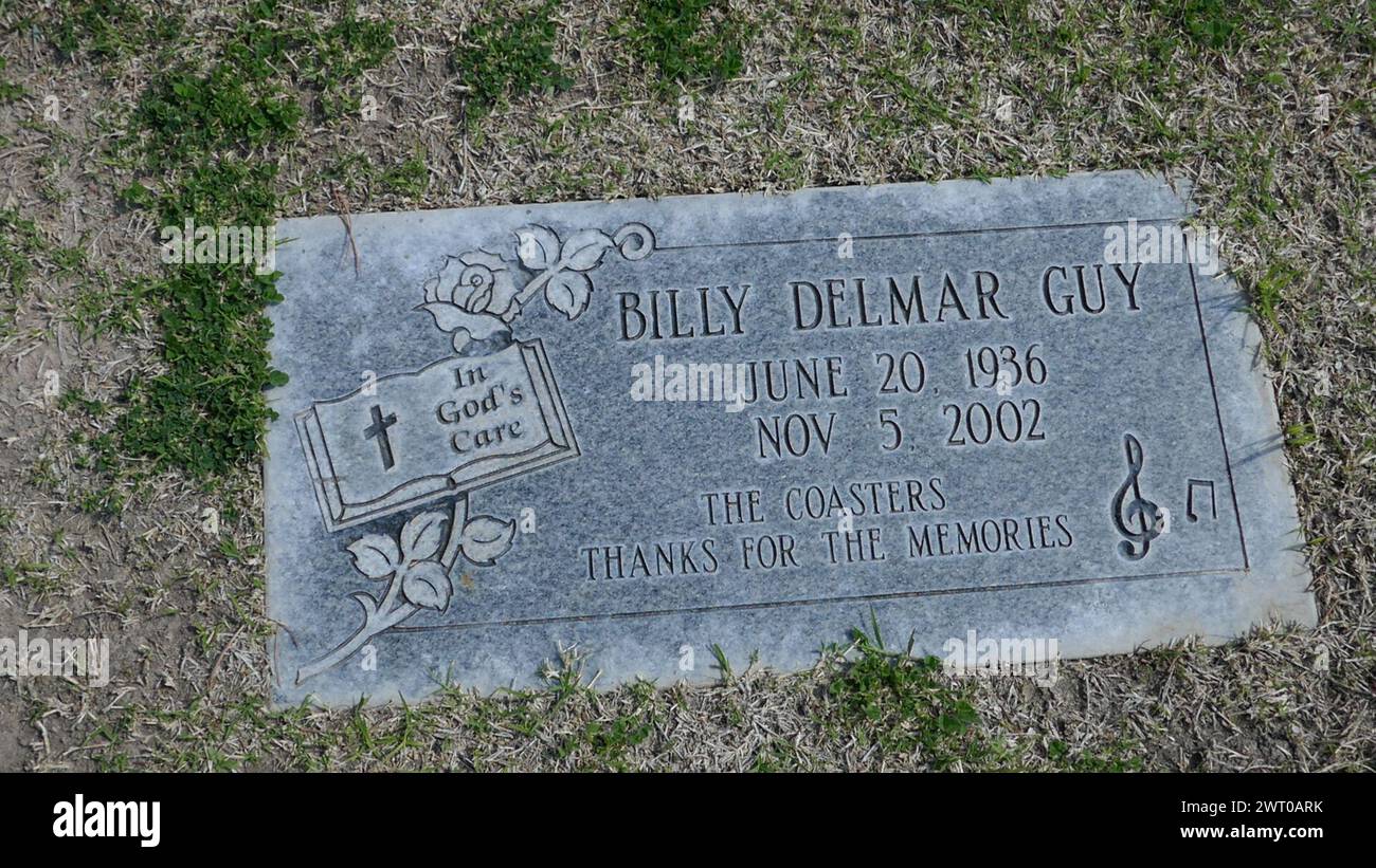 Las Vegas, Nevada, USA 7th March 2024 Musician Billy Guy of the Coasters Grave at Woodlawn ...