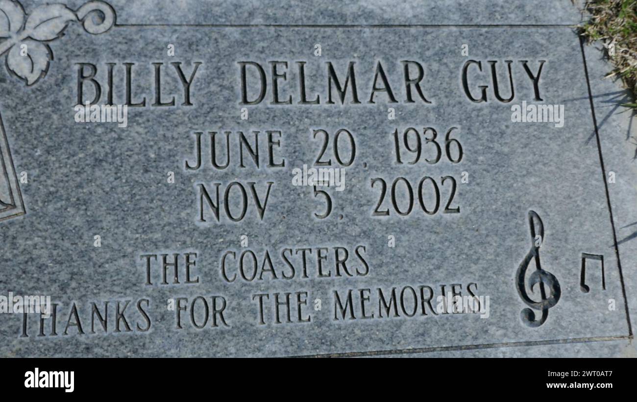 Las Vegas, Nevada, USA 7th March 2024 Musician Billy Guy of the Coasters Grave at Woodlawn ...