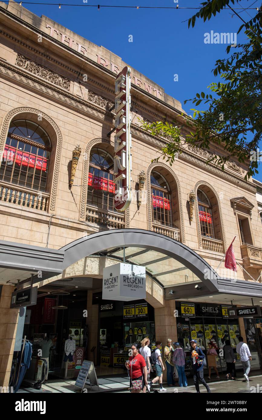 Regent Arcade shopping arcade in Adelaide city centre, South Australia ...