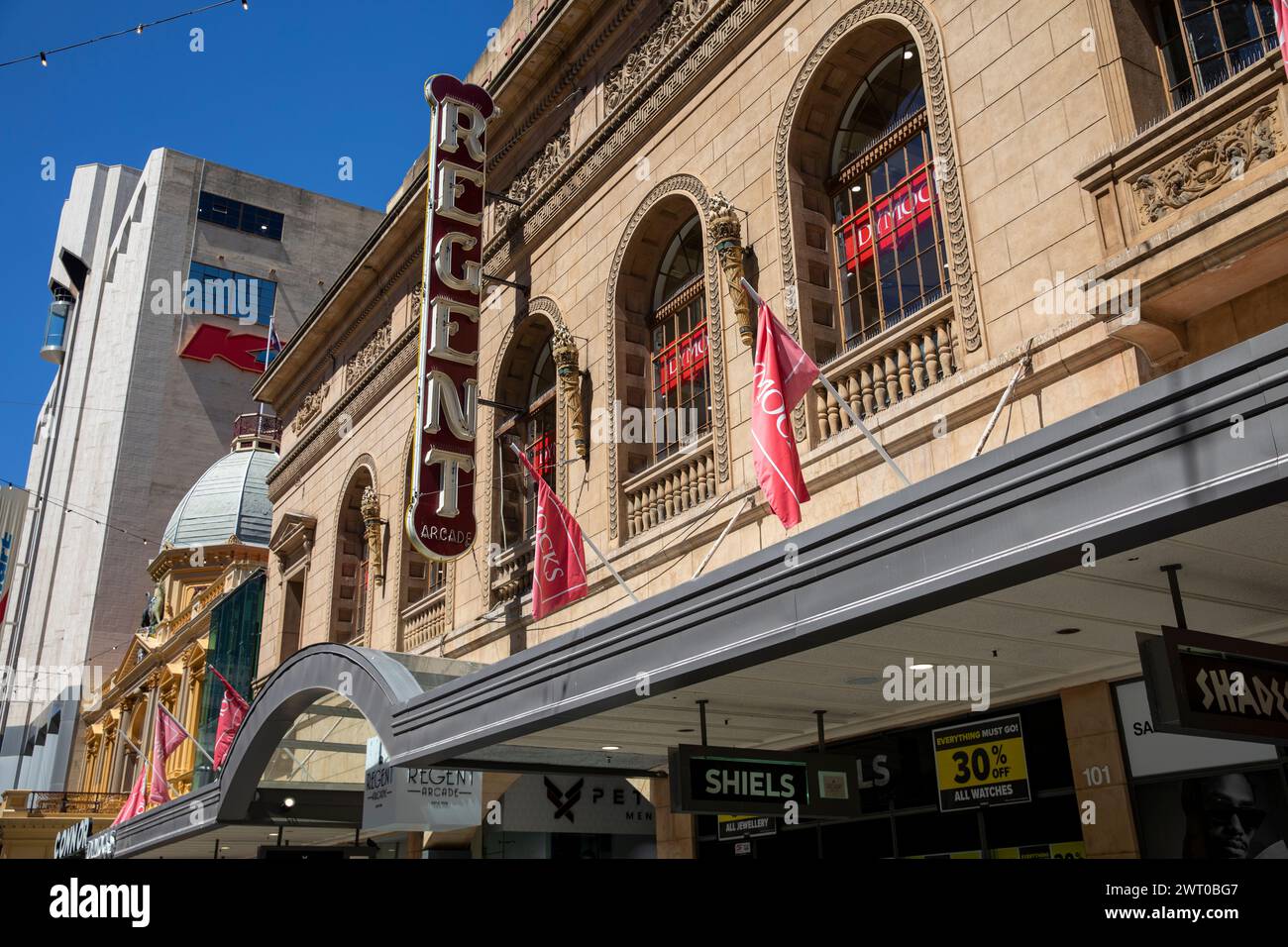 Regent Arcade shopping arcade in Adelaide city centre, South Australia ...