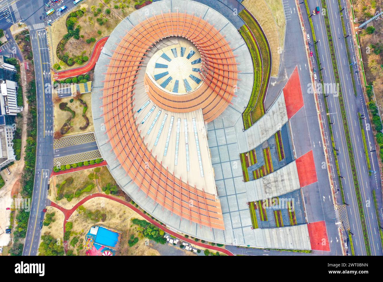 Aerial photo shows the Shennong Grand Theater in Zhuzhou City, south ...