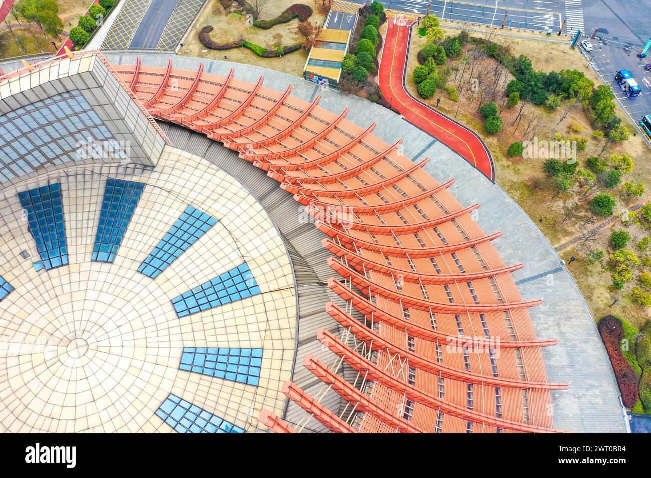 Aerial photo shows the Shennong Grand Theater in Zhuzhou City, south ...