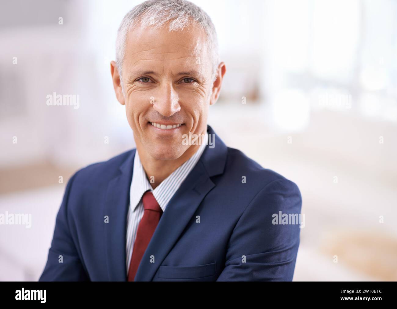 Smile, portrait and mature businessman, boss or senior manager at ...