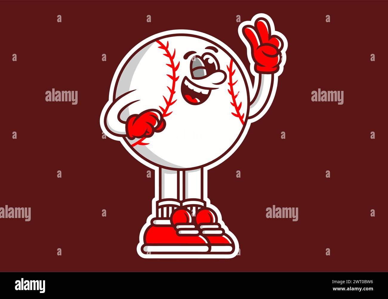 Mascot character illustration of baseball ball with hand forming a ...