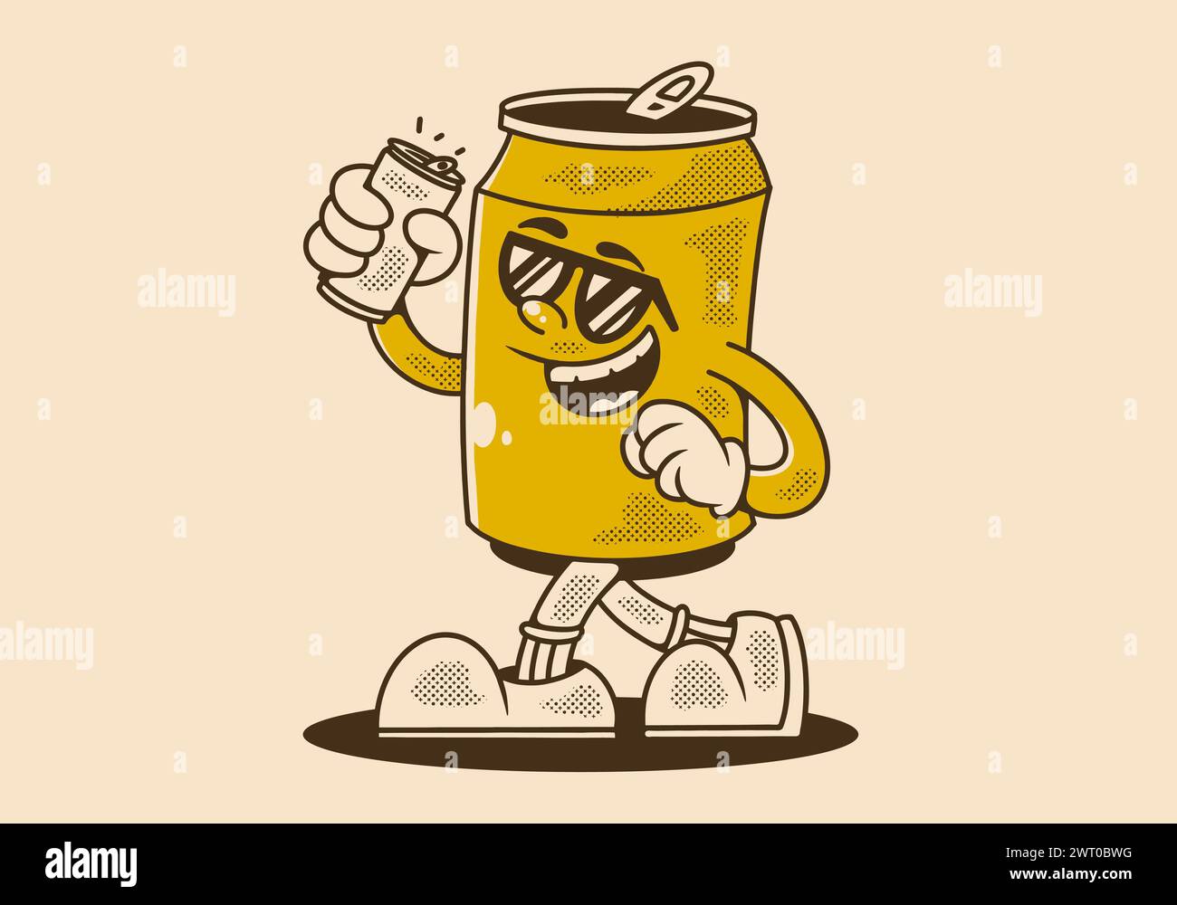 Mascot character illustration design of walking beer can holding a beer ...