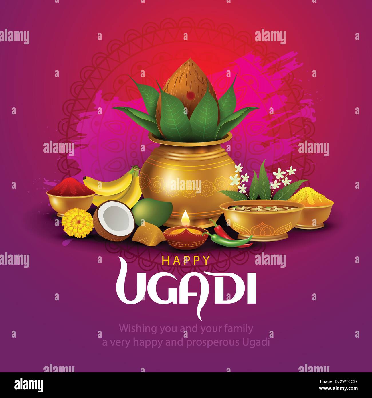 happy Ugadi New Year festival. holiday celebrated by the inhabitants of ...