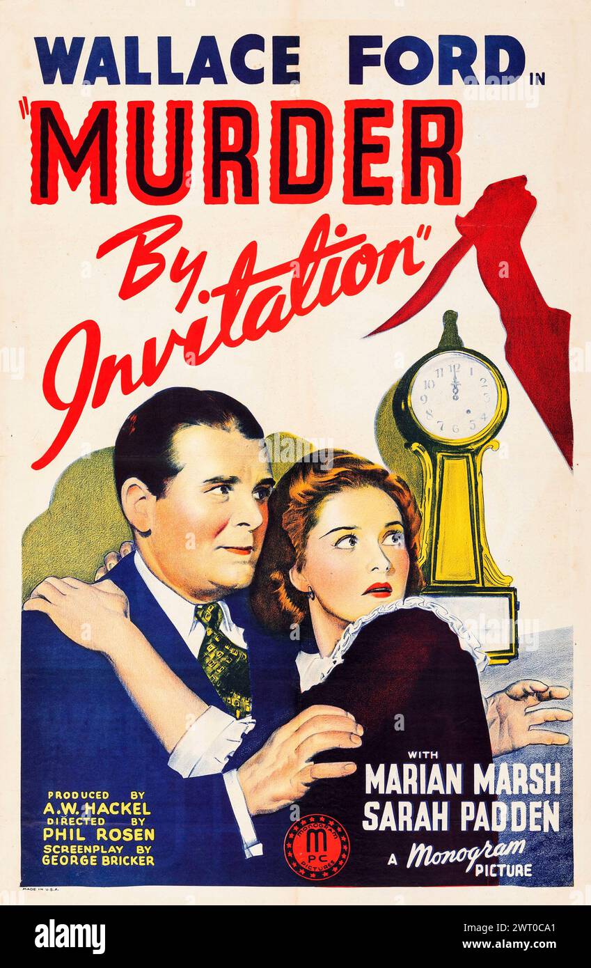 Murder by Invitation (Monogram, 1941). One Sheet film poster - Crime - Starring Wallace Ford ...