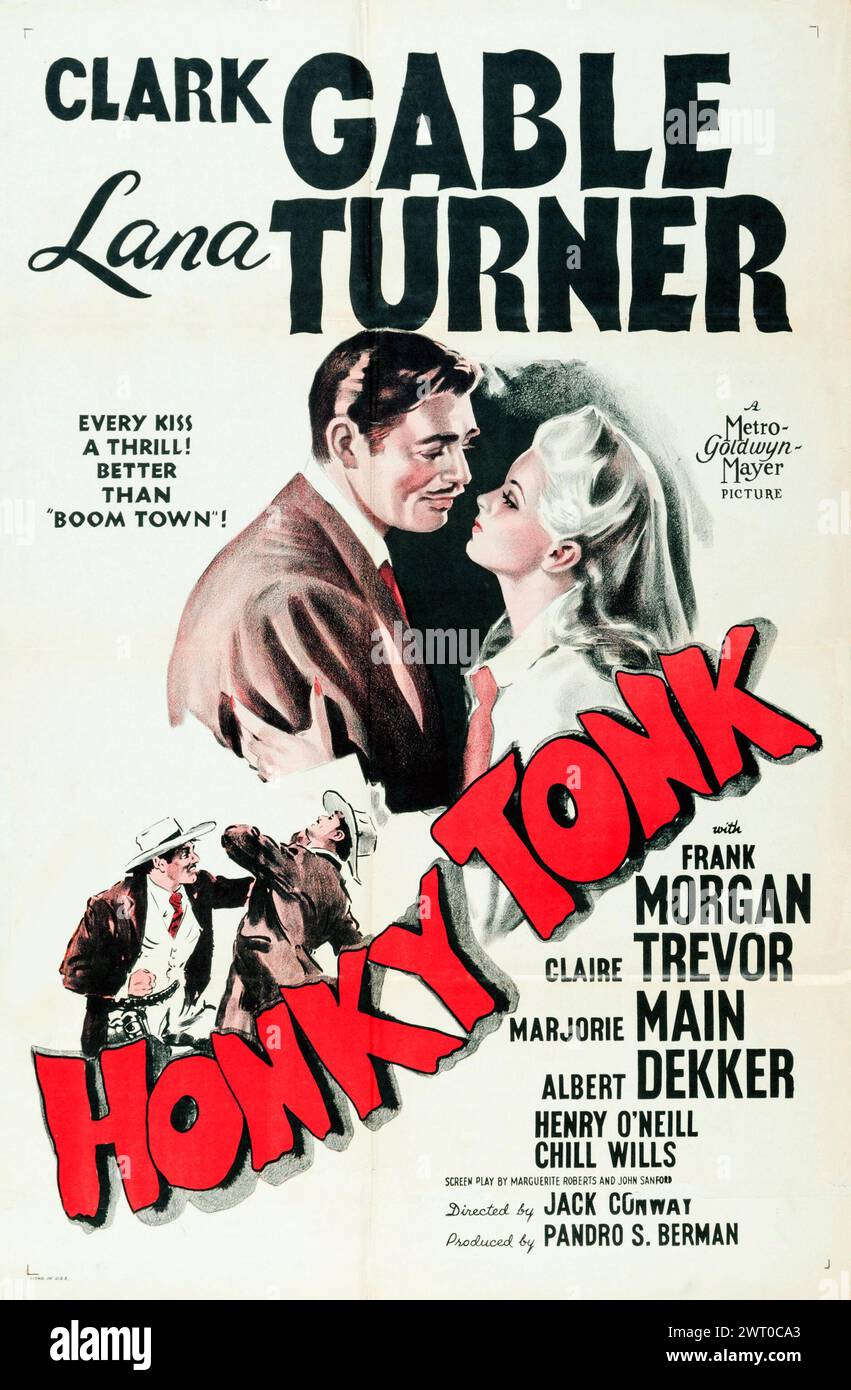 Old film poster - Honky Tonk (MGM, 1941). Trimmed Midget Window Card ...