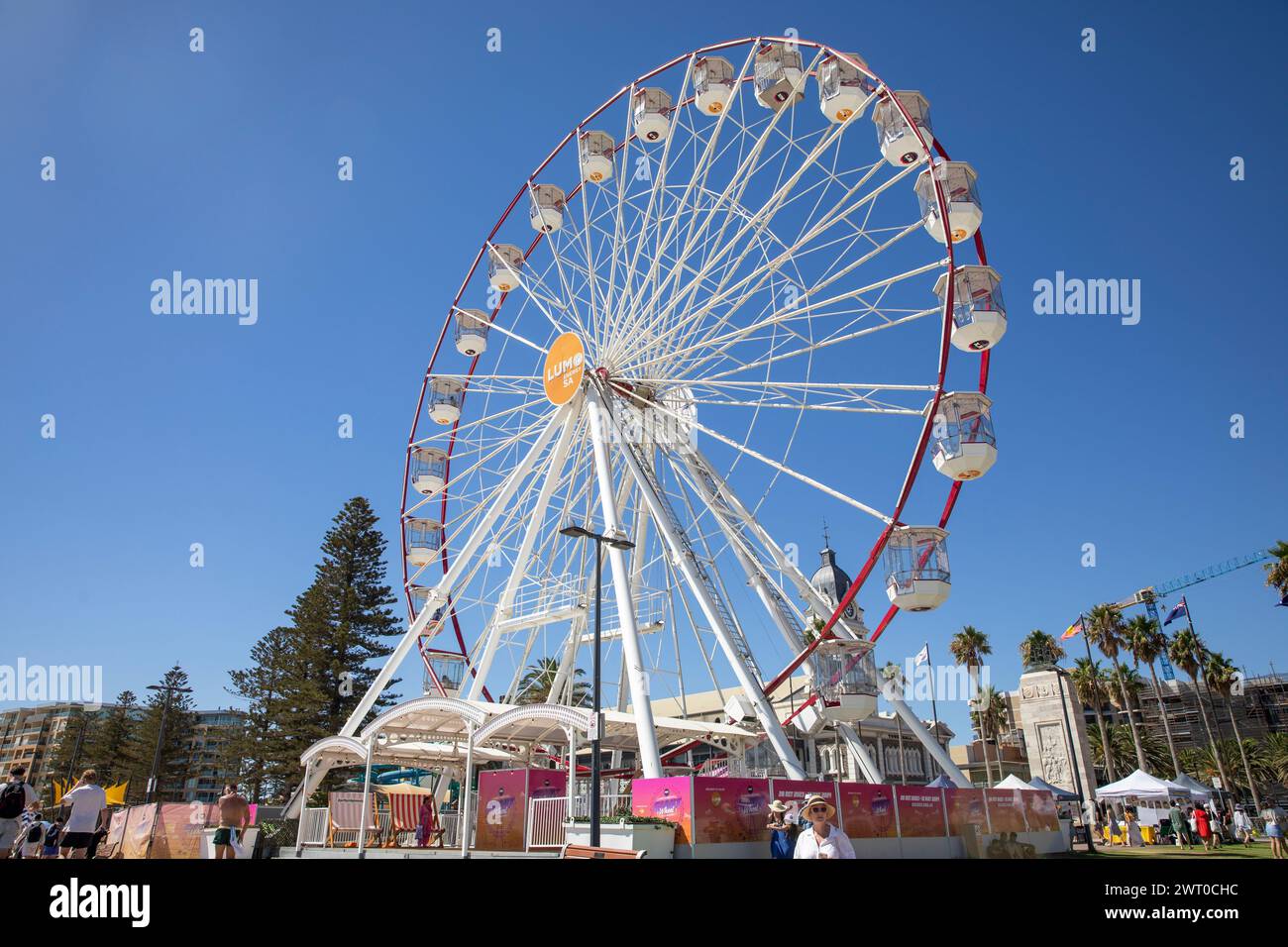 Glenelg beach Adelaide, giant ferris wheel and amusement park in ...