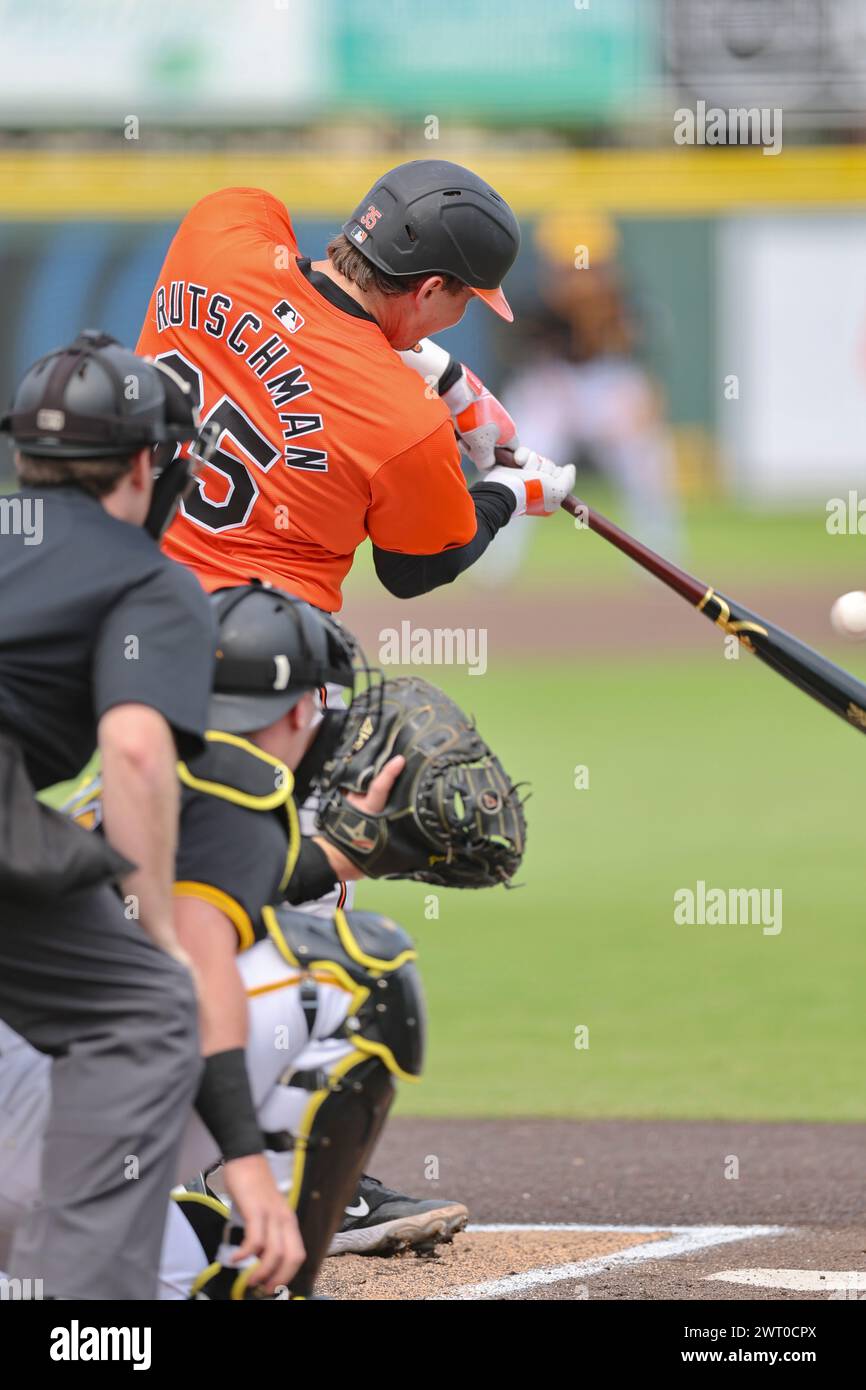 Bradenton, FL: Baltimore Orioles catcher Adley Rutschman (35) hits a ...