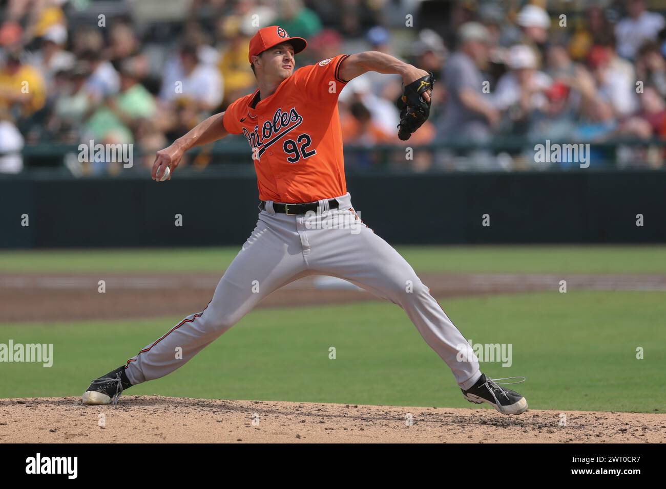 Bradenton, FL: Baltimore Orioles pitcher Kyle Virbitsky (92) delivers a ...