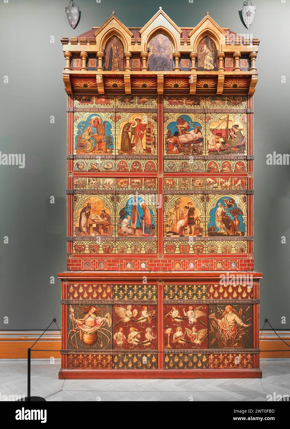 Bookcase, designed by William Burges (1827-1881), painted by fourteen ...