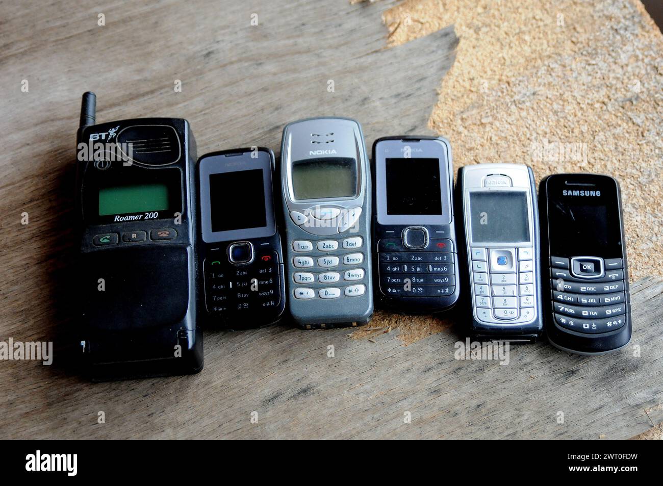 Copenhagen, Denmark /15 March 2024/Old callsic various brand cellphone ...