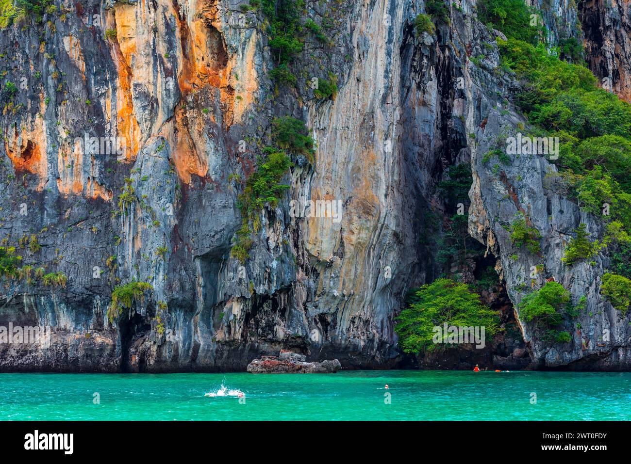 Chalk cliffs with lagoon near Krabi, weather, sky, climbing rocks ...