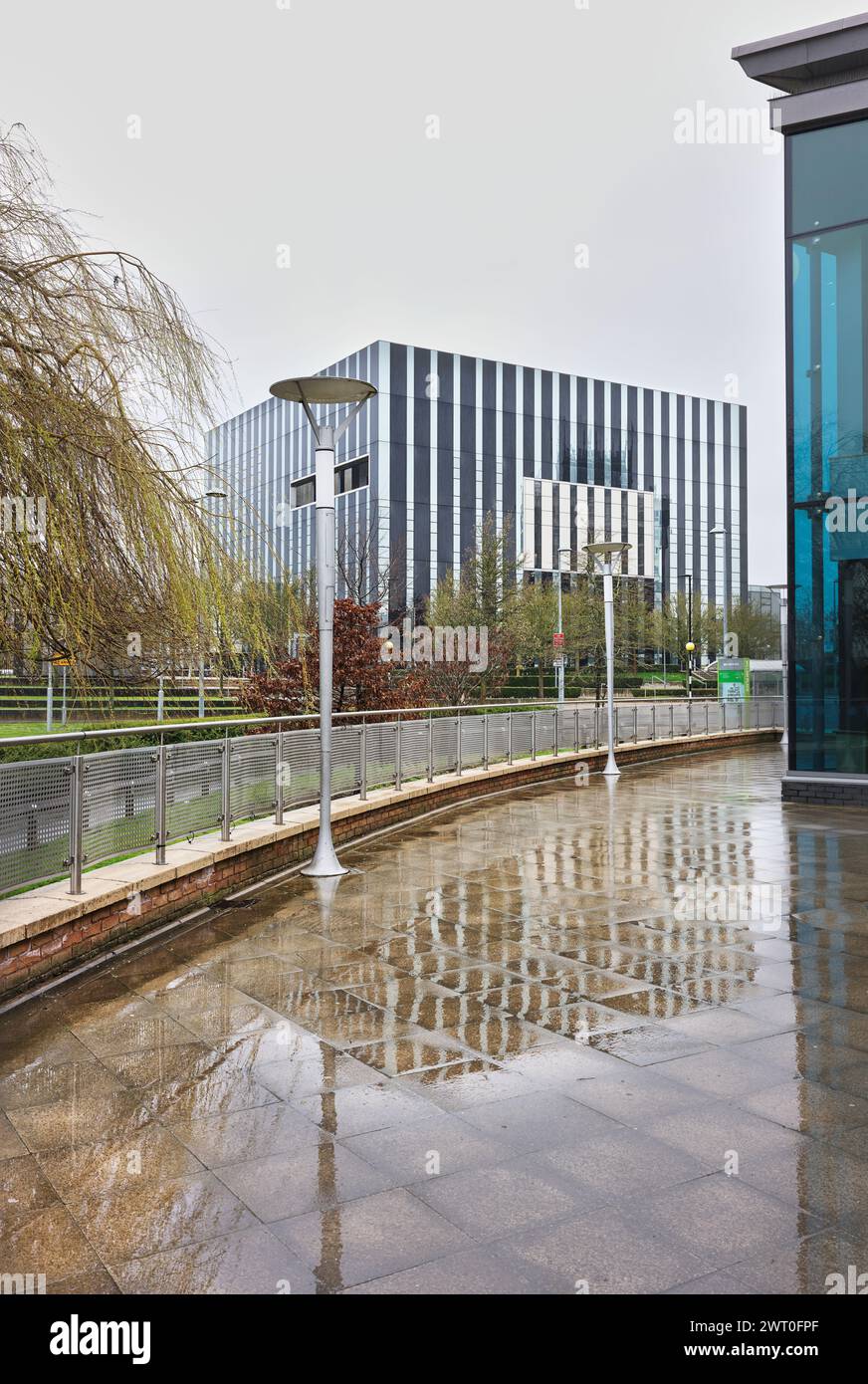 The Cube office building at Corby town shopping centre on a rainy ...