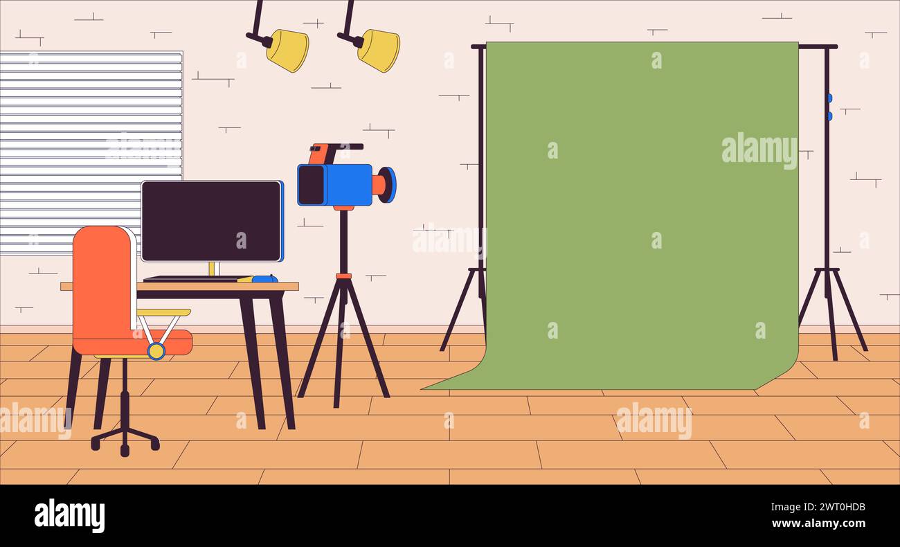 Chromakey screen at shooting set cartoon flat illustration Stock Vector ...