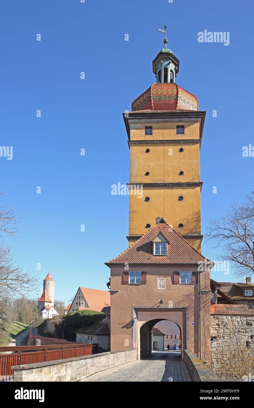 Historic Segringer Gate, town gate, town tower, town wall, Dinkelsbuehl ...